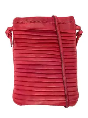SOMMET Paloma Rows Pleated Leather Shoulder Bag - Red