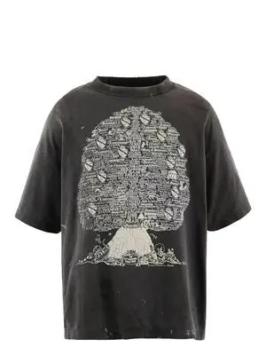 SAINT MXXXXXX Graphic-print Distressed T-shirt - Black