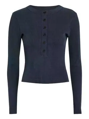 Citizens Of Humanity Ribbed-knit Henley T-shirt - Blue