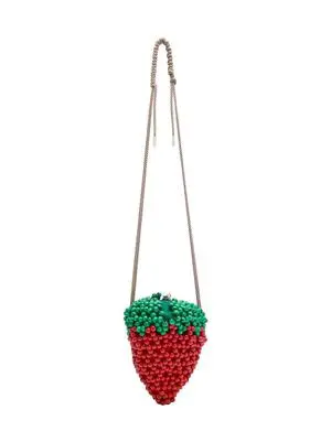 ALEMAIS Beaded Strawberry Belt Bag - Red