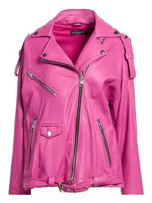 STREET LEATHERS Leather Biker Jacket - Fuchsia