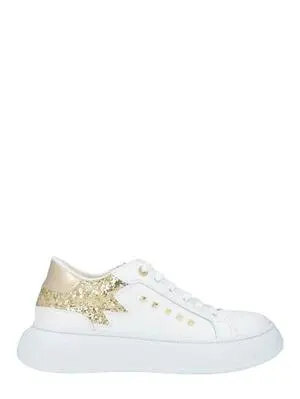 NU2 NEW URBAN SNEAKER Leather Low-top Sneakers With Studs And Glitter - White