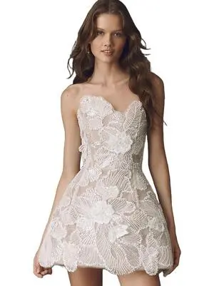 BRONX AND BRONCO Valencia Embellished Corset Mini Dress - Silver