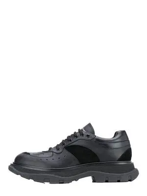 Alexander McQueen Suede-panelled Leather Trainers - Black