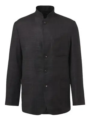 SAMAN AMEL Nehru Silk Jacket - Grey