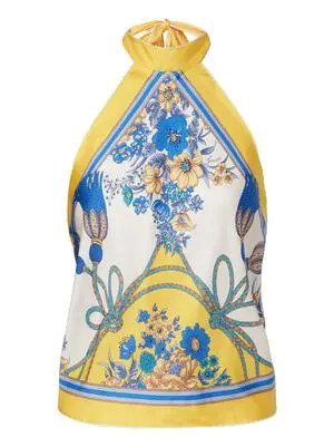 Gucci Printed Silk Twill Halterneck Top - Multicoloured
