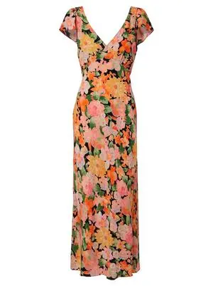 Rixo Rixo Cathy Floral Crêpe Midi Dress Multicoloured