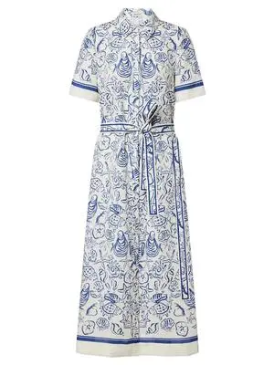 Simkhai Audria Printed Linen-blend Shirt Dress - White