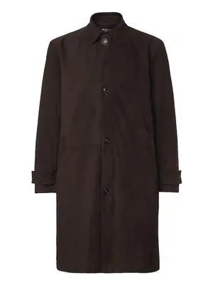 Kiton Leather Overcoat - Brown