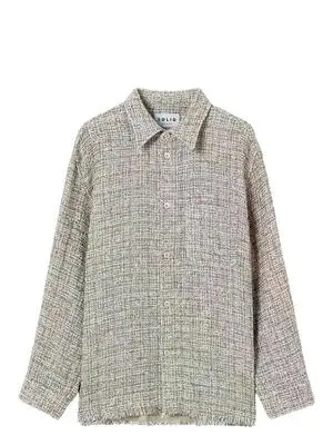 SOLID HOMME Frayed-edge Shirt Jacket - Neutrals