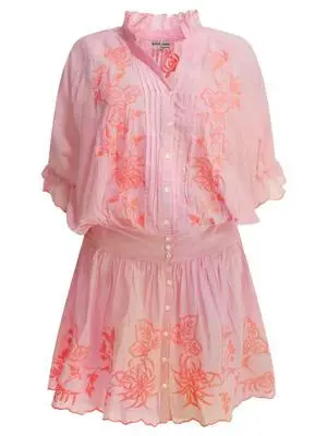 JULIET DUNN Embroidered Mini Dress - Pink