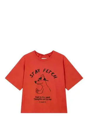 STUDIO TOMBOY Tomboy Graphic Print Box-Pleat T-Shirt Orange