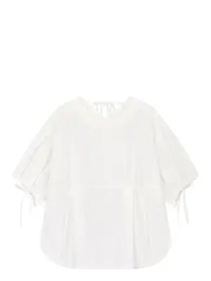 STUDIO TOMBOY Puff-sleeve Tie-fastening Blouse - White
