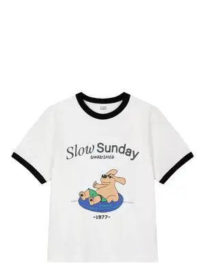 STUDIO TOMBOY Character-print Ringer T-shirt - White