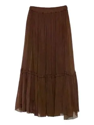 SOLOTRE Tiered Ruffled Maxi Skirt - Brown