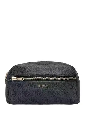 Guess Logo Print Zip-around Make-up Bag - Black