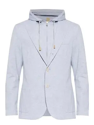 Eleventy Single-breasted Blazer With Detachable Hood - Grey