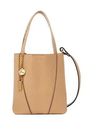 Chloé Chloé Small Spin Tote Bag In Grained Leather Milky Brown