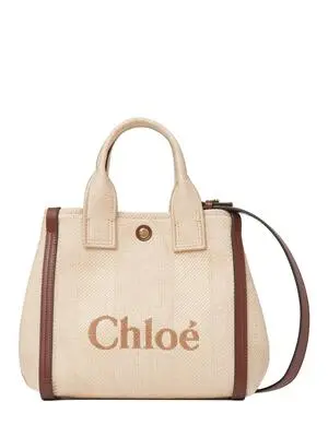 Chloé Small Carry Tote Bag In Raffia-effect Fibers - Hot Sand