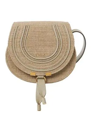 Chloé Chloé Small Marcie Saddle Bag In Raffia-Effect Fibers Smoky Beige