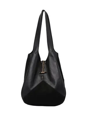 Chloé Balloon Bag In Grained & Suede Leather - Black