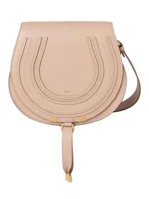 Chloé Chloé Marcie Saddle Bag In Shiny Leather Deep Beige
