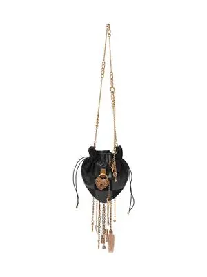Chloé Château Treasures Crossbody Bag In Grained & Suede Leather - Black