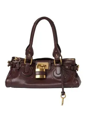 Chloé Paddington Bag In Grained Leather - Grenat
