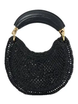 Chloé Mini Summer Banana Hobo Bag In Glitter Crochet - Black