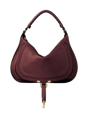Chloé Chloé Marcie Shoulder Bag In Soft Leather Dark Velvet