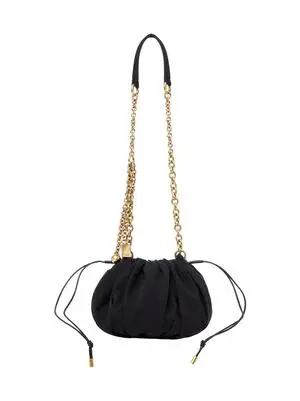 Chloé Plissé Shoulder Bag With Chain - Black