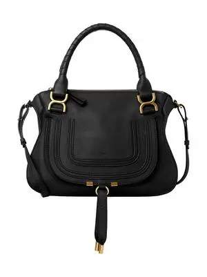 Chloé Marcie Bag In Grained Leather - Black