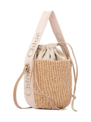Chloé Small Woody Basket In Natural Fibers - Blushy Beige