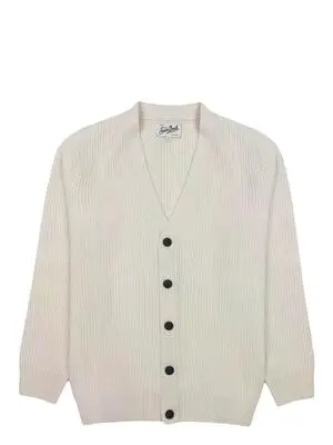 MC2 SAINT BARTH Ribbed Knit V-neck Cardigan - Neutrals