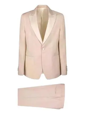 LARDINI Satin-lapel Single-breasted Suit - Neutrals