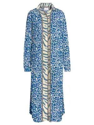 MC2 SAINT BARTH Cotton Animal Print Shirt Dress - Blue