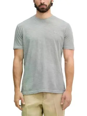 Gant Logo-embroidered Slub-texture T-shirt - Grey
