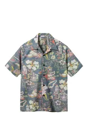 SUN SURF Graphic-print Short-sleeve Shirt - Blue