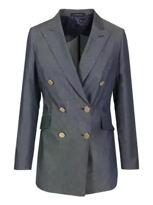 LATORRE Double-breasted Boxy-fit Blazer - Blue