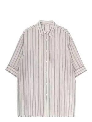 Yohji Yamamoto Striped Short-sleeve Shirt - White