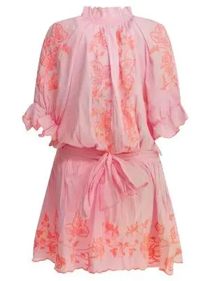 JULIET DUNN Butterfly Embroidered Mini Dress - Pink