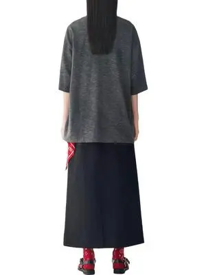 STUDIO TOMBOY Drawstring Waist Pocket Detail Long Skirt - Black
