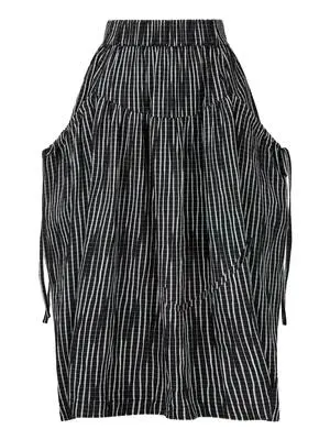 STUDIO TOMBOY Check Drawstring Midi Skirt - Black