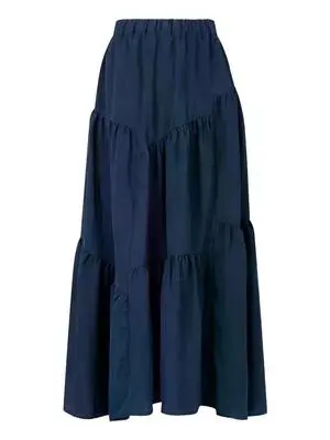 STUDIO TOMBOY Asymmetrical Tiered A-line Maxi Skirt - Blue