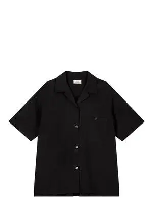 STUDIO TOMBOY Open-collar Short-sleeved Shirt - Black