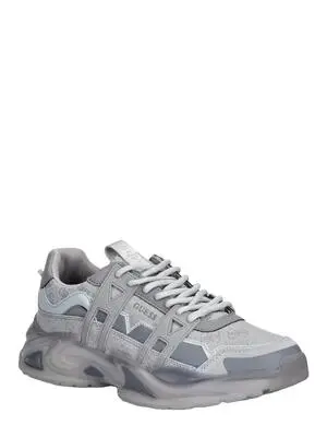 Guess Belluno Logo-print Panelled Sneakers - Grey