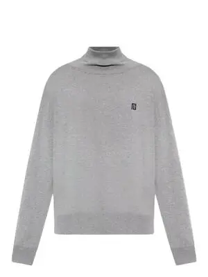 Balmain Logo-embroidered Roll-neck Sweater - Grey
