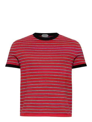 Versace Jacquard Greca-pattern Striped T-shirt - Red