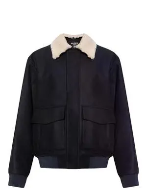 Balmain Shearling Collar Bomber Jacket - Blue