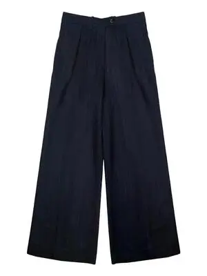 NINE:INTHE:MORNING Navy Pinstriped Pleated Trousers - Blue